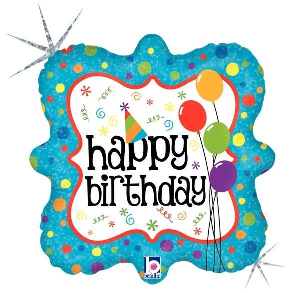 Happy Birthday Balloons - Square - 18 inch - Betallic - Balloonie