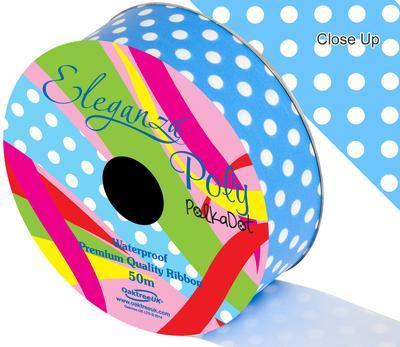 Ribbon - Polka Dot - Light Blue - 50mm - 91m - Balloonie